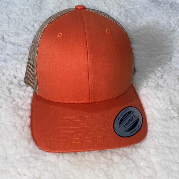 Yupoong | Accessories | Authentic Yupoong Orange And Tan Snapback Nwot ...